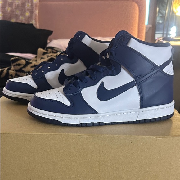 Nike | Shoes | Nike Blue And White Hightop Sneakers | Poshmark
